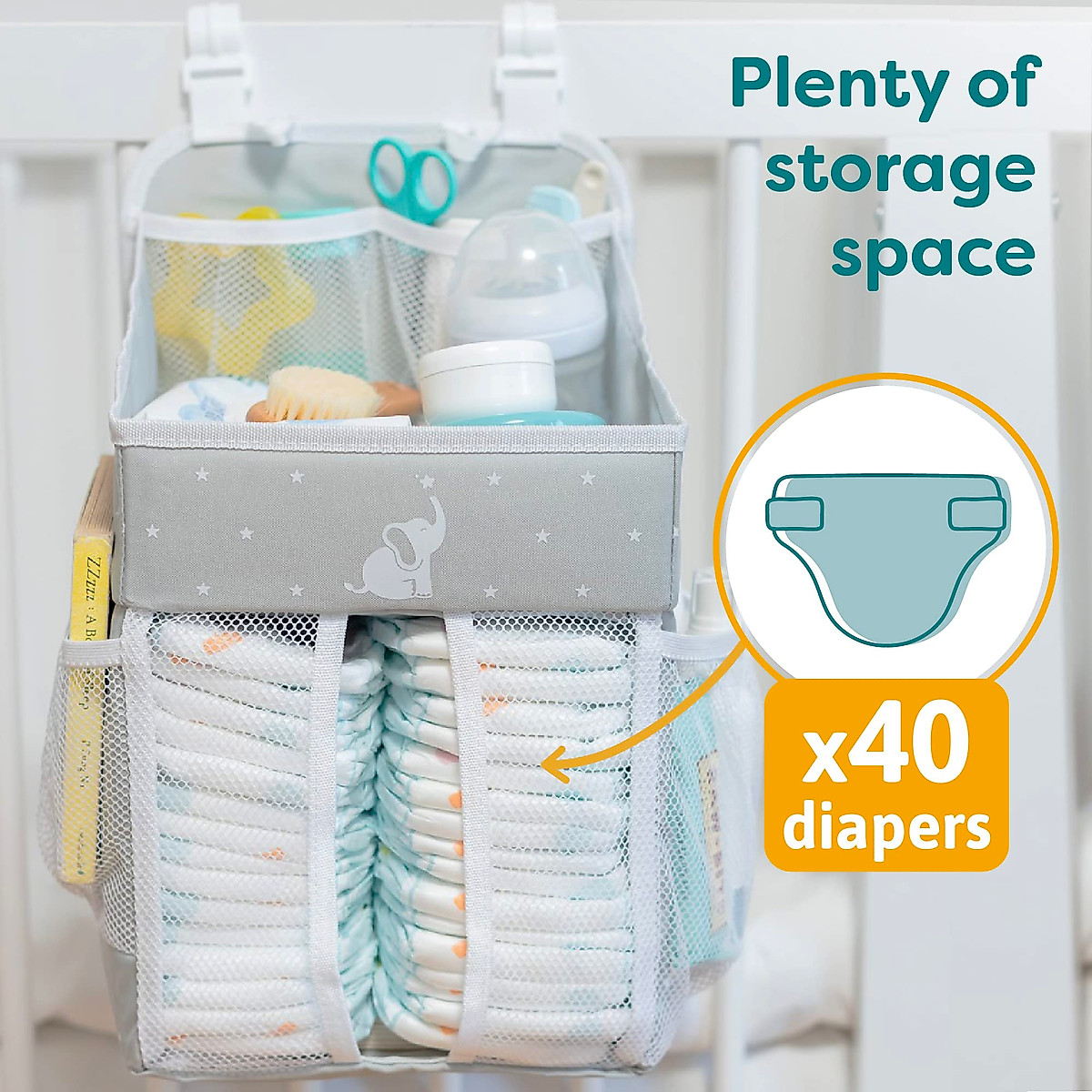 CRADLE STAR Hanging Diaper Caddy Organizer and Baby Diaper Caddy Organizer - Baby Shower Idea for Boys and Girls Bundle