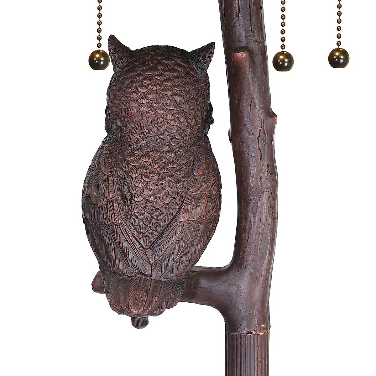 Bieye L10841 Maple Tree Leaves Tiffany Style Stained Glass Floor Lamp with 18 inches Wide Lampshade, Owl Side Lamp, 4-Light, 65 inches Tall