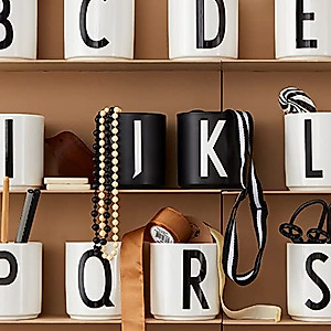 Design Letters Coffee Mug Initial A-Z | Monogram Coffee Mug for Men, Women 11 Oz | Porcelain Mugs Gifts for Women Wife Mom Friends | Thank You Gift for Daughter, Coworkers| Novelty Tea Cup, Black Mug