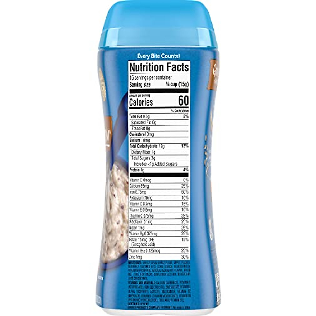 Gerber Cereal for Baby Grain & Grow Cereal, Lil’ Bits Whole Wheat Apple Blueberry Cereal, Non-GMO, For Crawlers 8+ Months, 8-Ounce Canister (Pack of 3)