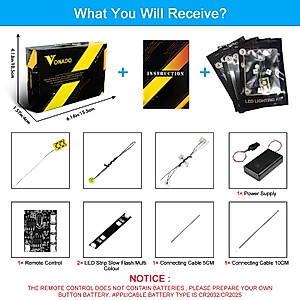 VONADO Led Light Kit for Lego Nano Gauntlet 76223, Remote Control Building Lighting Compatible with Iron-Man Gauntlet Bricks Toy (No Model), Creative DIY Light Kit