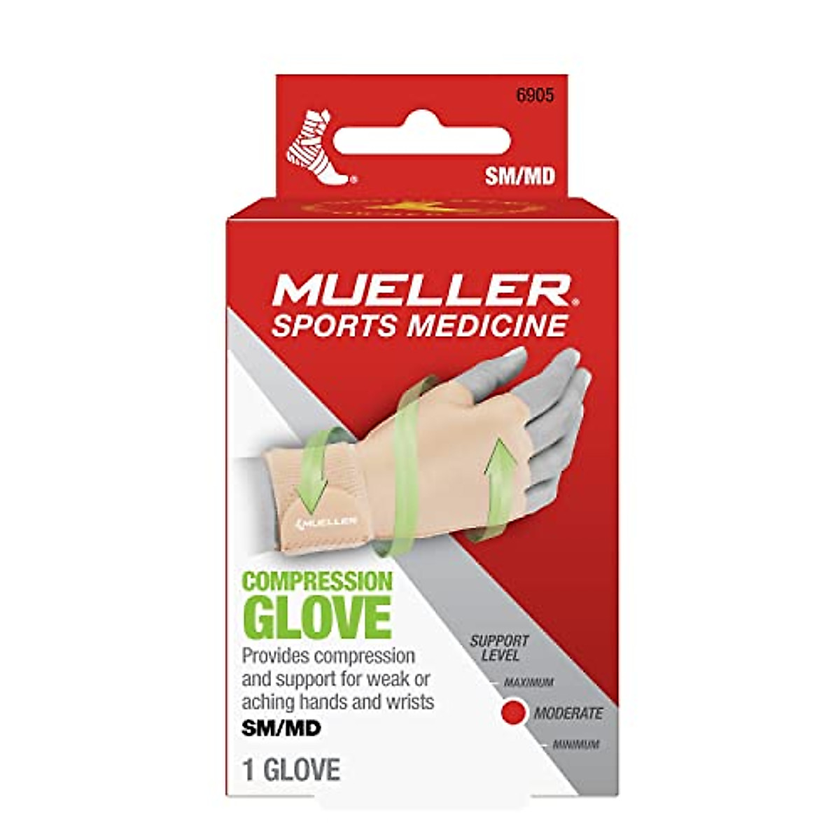 MUELLER Sports Medicine Arthritis Compression Glove, Hand and Wrist Support, Fits Right or Left Hand, For Men and Women, Beige, Small/Medium