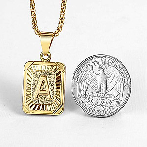 Trendsmax Initial Letter Pendant Necklace for Mens Womens Gold Plated Letter J Pendant Necklace Stainless Steel Box Link Chain 22inch