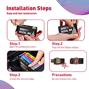 802XL T802XL Ink Cartridge Replacement for Epson 802 Ink cartridges Combo Pack for Epson Workforce Pro WF-4720 WF-4730 WF-4734 WF-4740 EC-4020 EC-4030 EC-4040 (Black/Cyan/Magenta/Yellow, 4PK)