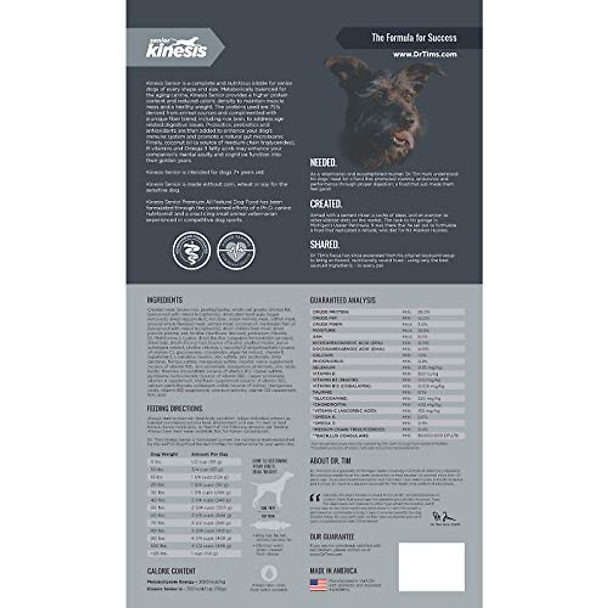 Dr. Tim's Senior Kinesis Premium Dog Food with Chicken 7+ for Senior Dogs 40 lb. Bag