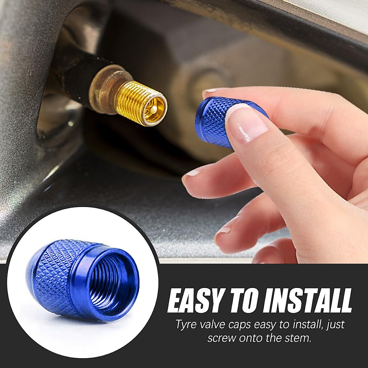 deemars 10PCS Tire Valve Stem Caps, Air Caps Cover, Aluminum Alloy Wheel Valve Stem Covers with Rubber Ring, Car Accessories Bullet Style Tire Valve Caps Universal for Cars, Trucks, Motorcycles