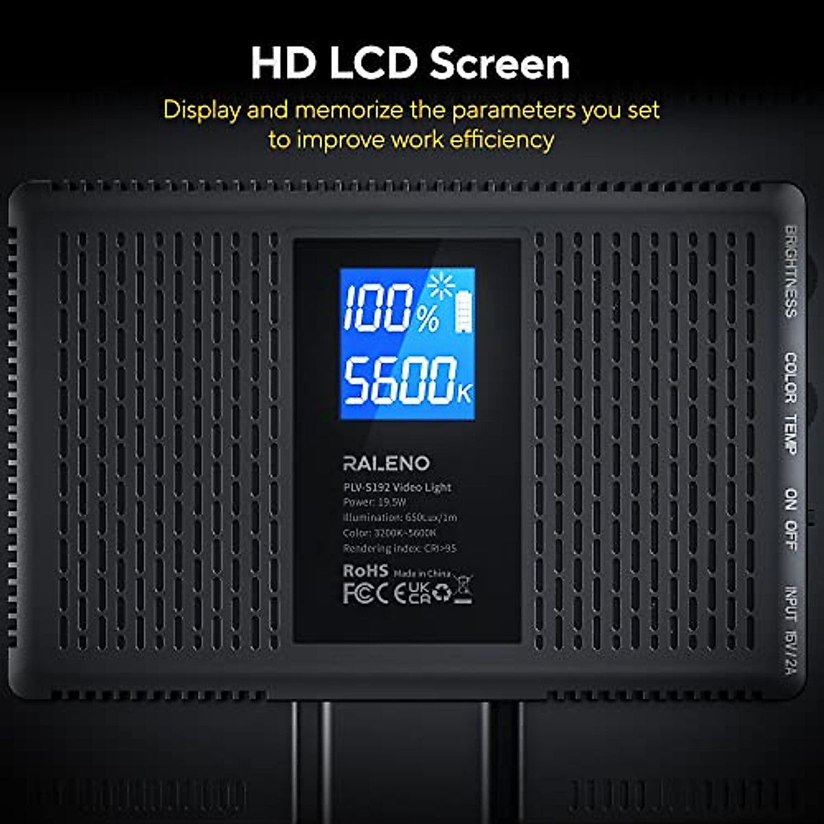 RALENO LED Video Soft Light Panel | Studio Photography, Live Streaming, Video Conferencing | Camera Light Built-in Dual Rechargeable Battery, Adjustable Brightness and Color Temperature, Ultra-Thin