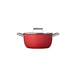 SMEG 8PC Non Stick Cookware Set, Red 9.5" Frypan, 11" Frypan, 3.5 QT Saucepan with Lid, 5 QT Casserole pan with Lid 4 QT Deep Pan with Lid