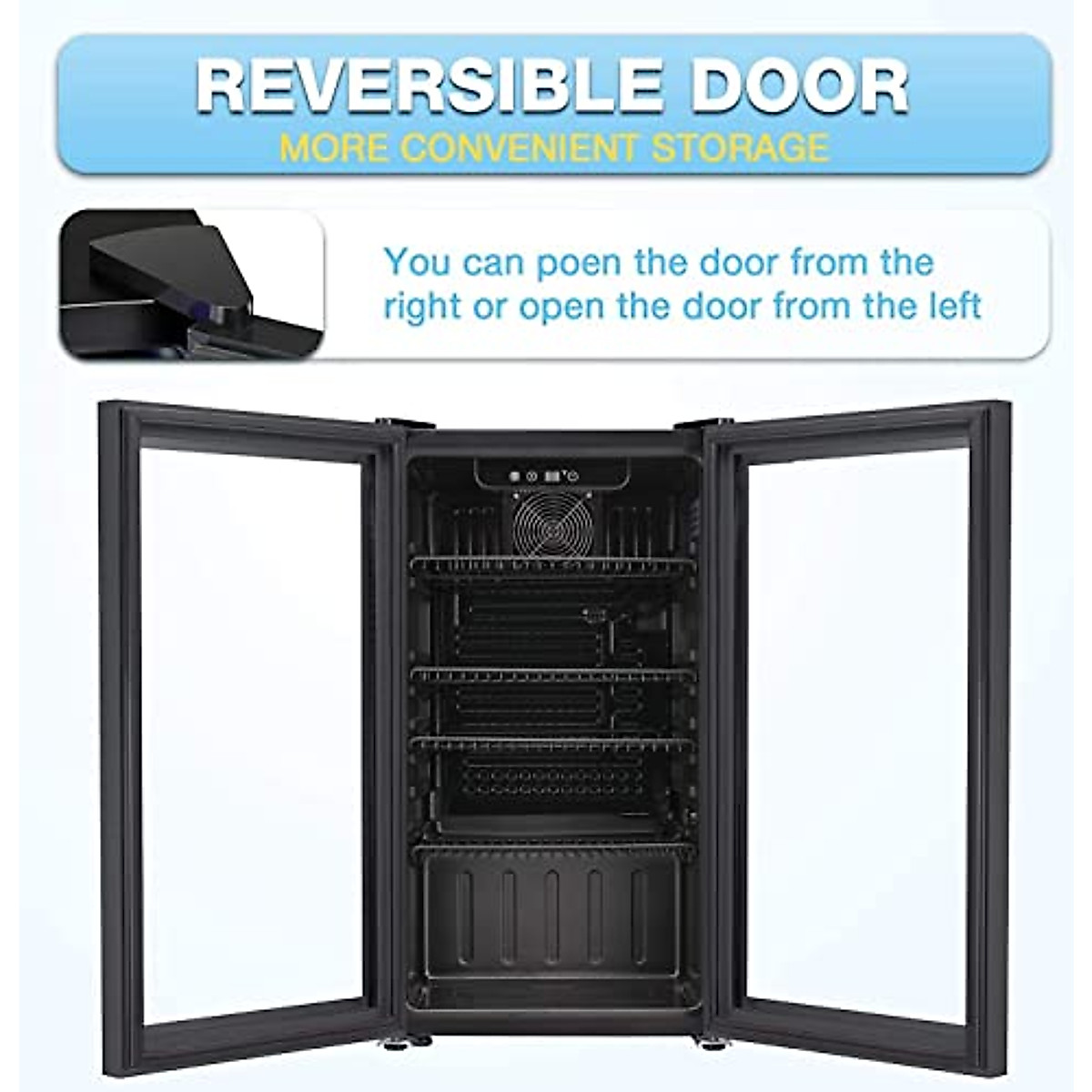 Antarctic Star Beverage Refrigerator -100 Can Mini Fridge for Soda Beer or Wine,Small Drink Dispenser, For Office or Bar with Adjustable Removable Shelves，Convertible Door ，3.2 Cu. Ft.…