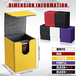 6 Pack Leather Deck Card Boxes 100+ Card Deck Game Box Magnetic Playing Card Deck Card Storage Box for 100 Plus Cards Compatible with MTG TCG (White,Black,Black Red,Red,Yellow,Purple, Vertical)