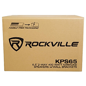 Rockville Pair KPS65 2-Way 400 Watt Karaoke Speakers+Wall Brackets/MDF, Black, 6.5"