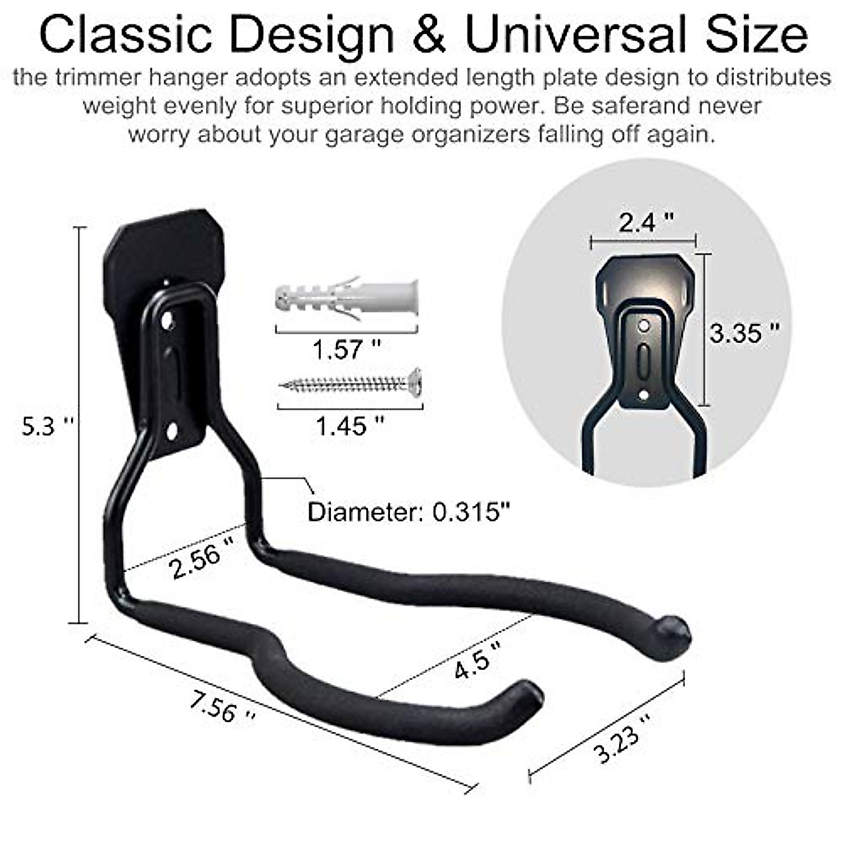 GS Alderaul Garden Power Tool Hanger, Weed Eater Rack, String Trimmer Hanger, Weed Wacker Hanger, Steel Garage Tool Organizers and Storage, for Garage Wall, Garage Trimmer, Garden Tools, etc. (1pc)