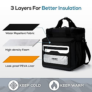TOURIT Soft Cooler Bag 40/52 Can Large Collapsible Soft Sided Cooler 33/39 L Beach Portable Cooler Ice Chest Insulated for Picnic, Beach, Trip, Black