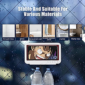 Enlanda Shower Phone Holder Waterproof Anti-Fog Touch Screen 360° Rotation Wall Mount Phone Holder Phone Case No Drilling Design for Shower Bathroom Mirror Bathtub (White)