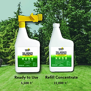 Ready-to-Use Tick + Mosquito Outdoor Yard Spray – Made with Essential Oils, Plant-Derived, Easy Do-It-Yourself Treatment, Safe to Use Around Kids, Pets and Plants – 32 oz