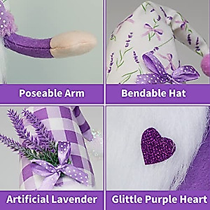 Lavender Gnomes Decor,Spring Gnome Decorations for Home,Scandinavian Tomte Doll Flower Gnomes,Garden Gnome Decor, Summer Gnome Tiered Tray Decor,Gnome Gifts for Woman