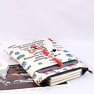 Funny Corgi Book Sleeve Corgi Lovers Book Cover Corgi Mom Gift Retirement Book Pouch Corgi Inspiration Book Sack for Women (CorgiBB)