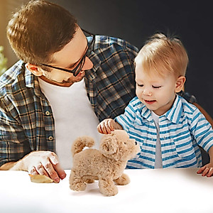 Liberty Imports Plush Golden Retriever Toy Puppy Electronic Interactive Pet Dog - Walking, Barking, Tail Wagging, Stretching Companion Animal for Kids