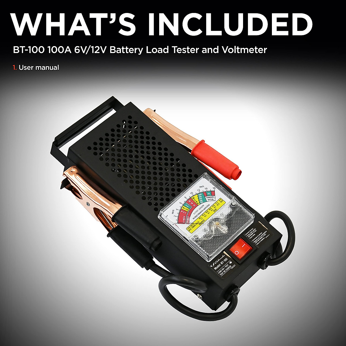 Schumacher BT-100 Battery Load Tester and Voltmeter - 100 Amp, Black