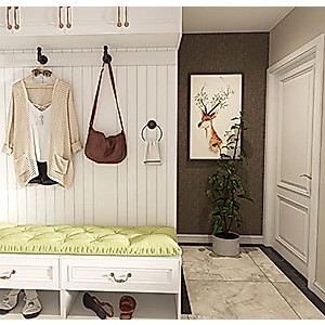 3-Pack Industrial Pipe Bathroom Hardware Accessories Set, Include 2 Robe Coat Towel Hook and 1 Towel Ring for Hanging. 1/2" inch Threaded Heavy Duty Wall Mounted Rustic Decor Accessories Kit (Black)