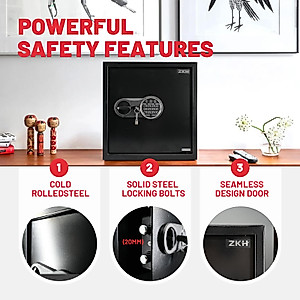 ZKH Safe Box, 1.5 Cubic Feet Money Safes with Digital Keypad Lock and Removable Shelf, Security Home Safe for Money, Documents, Jewelry, Valuables
