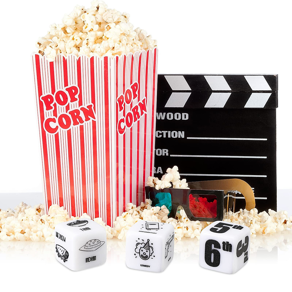 Landhoow 3 Pcs Dinner and a Movie Decider Dice Valentines Day Gifts for Him Her Decision Dice with a Black Velvet Storage Bag for Couples Games Wedding Honeymoon Anniversary Present, 0.8 Inch