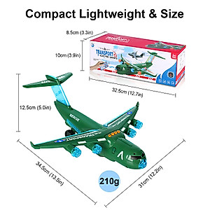 Airplane Toy, LiveGo Bump and Go Electric Detachable Plane Toys with LED Flashing Light Music Remote Control Battery Operated for Kids Boys Girls Toddler Travel 3-7 Year Old Birthday Gift, Green