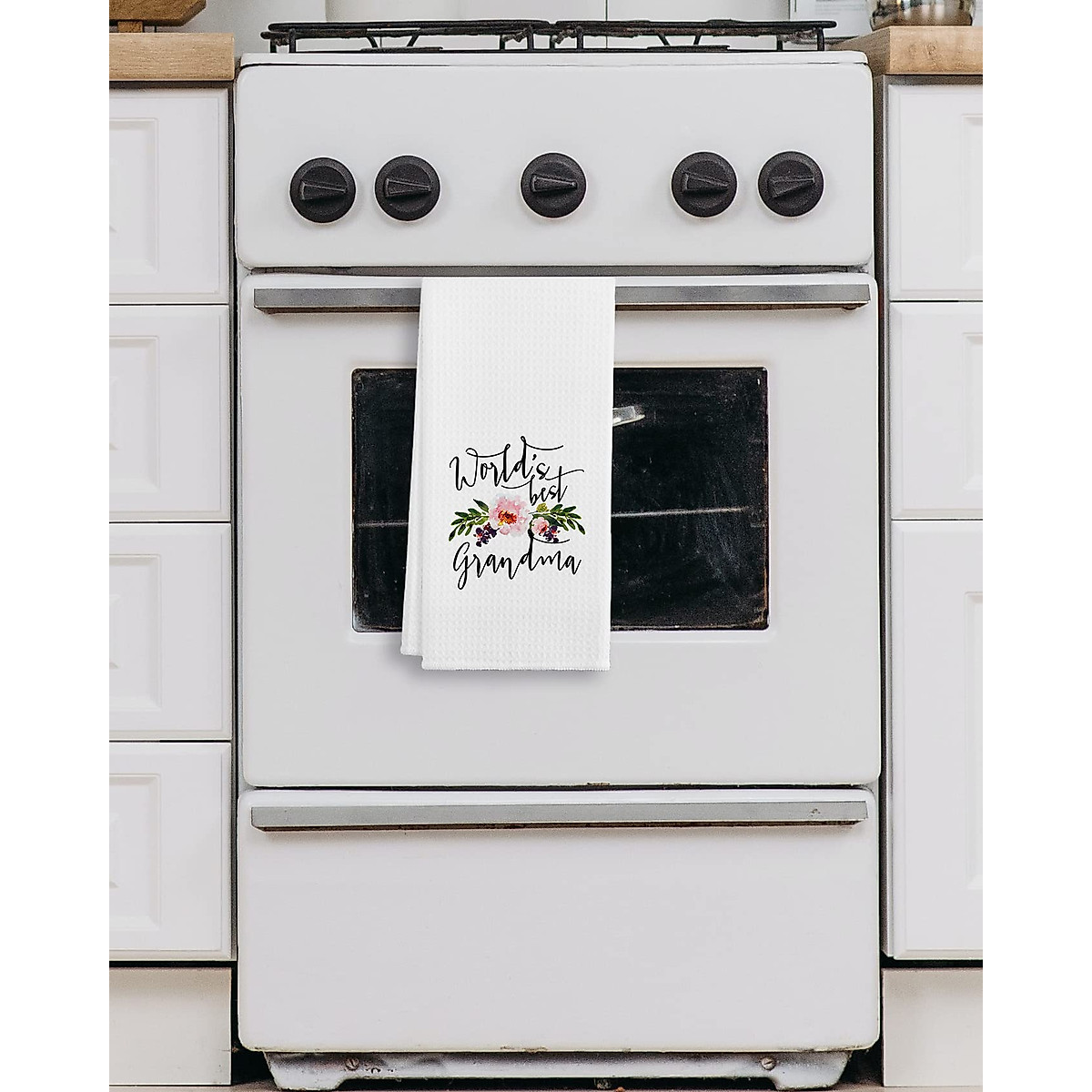 World's Best Grandma Flower Kitchen Towels Tea Towels, 16 X 24 Inches Cotton Modern Dish Towels Dishcloths, Dish Cloth Flour Sack Hand Towel for Farmhouse Kitchen Decor,Gifts for Grandma