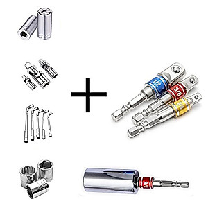 3pcs Flexible Drill Bit Extension Set,Christmas Stocking Stuffers for Men Adults Dad,1/4 3/8 1/2" Hand Power Wrench Ratchet Drill Adapter Driver Bit Hex Nut,Cool Stuff Gadgets for Birthday Gifts Ideas