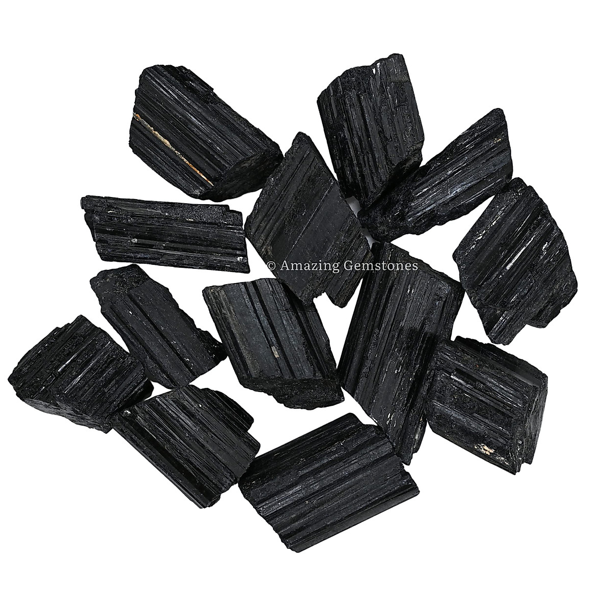 Black Tourmaline Crystals Rough Stone in Bulk, 1lb Regular Pieces Turmalina Negra Piedra Originales, Large Black Tourmaline Crystal Healing Stones for Protection, Do it Yourself Crafts Making