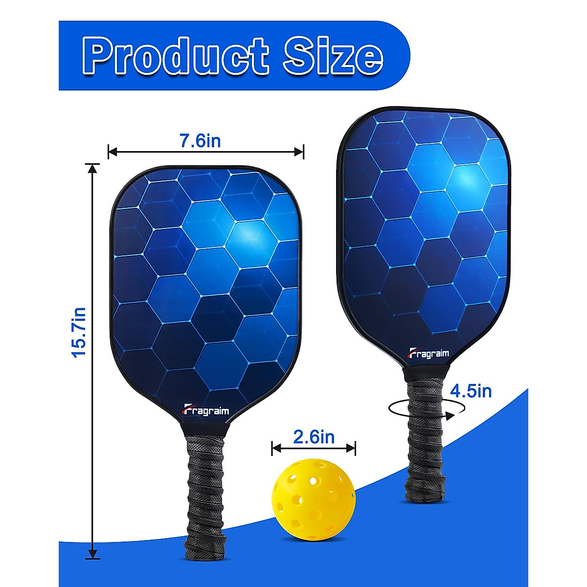 Pickleball Set of 4, Pickleball Paddles, Lightweight Wood Pickle Ball, 4 Outdoor & Indoor Pickleball Balls, 1 Carrying Bag, Pickleball Racquets with Cushion Comfort Grip, Gifts for Men Women