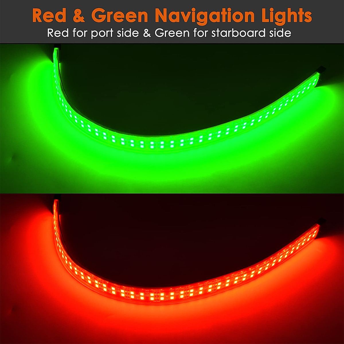 Acelane LED Boat Lights Navigation Light [84 LEDs Per Strip] Dual Row Marine Bow Light Sidelights 12V IP68 Waterproof for Pontoon Kayak Yacht Fishing Boat - 1 Pair, Red & Green