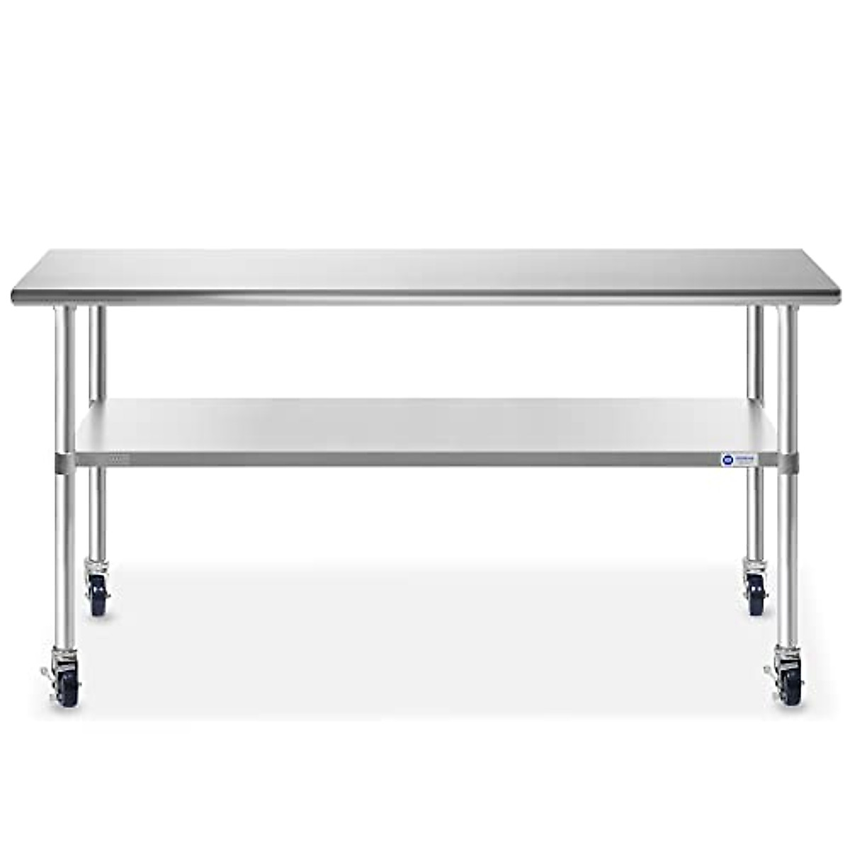 GRIDMANN NSF Stainless Steel Work & Prep Table 72 x 24 Inches with Caster Wheels and Under Shelf for Restaurant, Home, Hotel