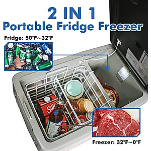 Setpower AJ30 Portable Refrigerator,Portable Freezer,32 Quart(30L) Electric Cooler,Car Refrigerator,12/24V DC Cable & 110/240V AC,Car Fridge for Camping,Truck,RV,Travel,Fishing,3-YEAR Warranty