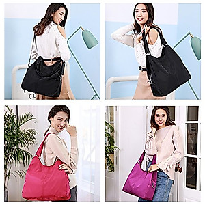 Mynos Hobo Bag Big Shoulder Bag For Women Tote Bag Purse Multi-function Nylon Handbag Travel Organzier (Black)