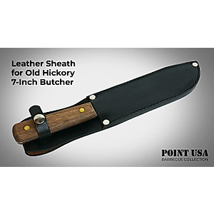 Generic 7 inch Knife Sheath - Made to Fit 7-Inch Old Hickory Butcher Knives OKC Leather with Belt Loop in Color Black (7 Inch)