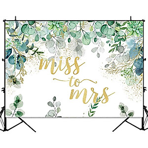 Sensfun Miss to Mrs Bridal Shower Backdrop Greenery Eucalyptus Leaves Floral Wedding Background Bride to Be Engagement Party Decorations Banner Photo Booth 7x5ft