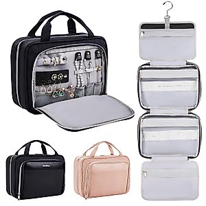 OlarHike Travel Toiletry Hanging Bag Waterproof Bags, Makeup, Toiletries, Jewelry, Travel Essentials 3 in 1 Packing Organizers, Travel-Sized Container, Large Capacity for Men Women (Black)