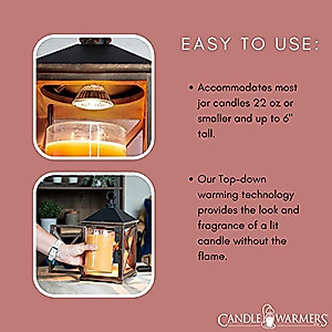 CANDLE WARMERS ETC Wooden Farmhouse Candle Warmer Lantern for Top-Down Candle Melting, Weathered Espresso