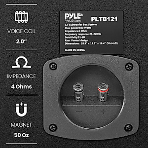 Pyle 12-Inch Carpeted Subwoofer Tube Speaker - 500 Watt High Powered Car Audio Sound Component Speaker Enclosure System with 2” Aluminum Voice Coil, 4 Ohm, Rear Vented Design - PLTB121