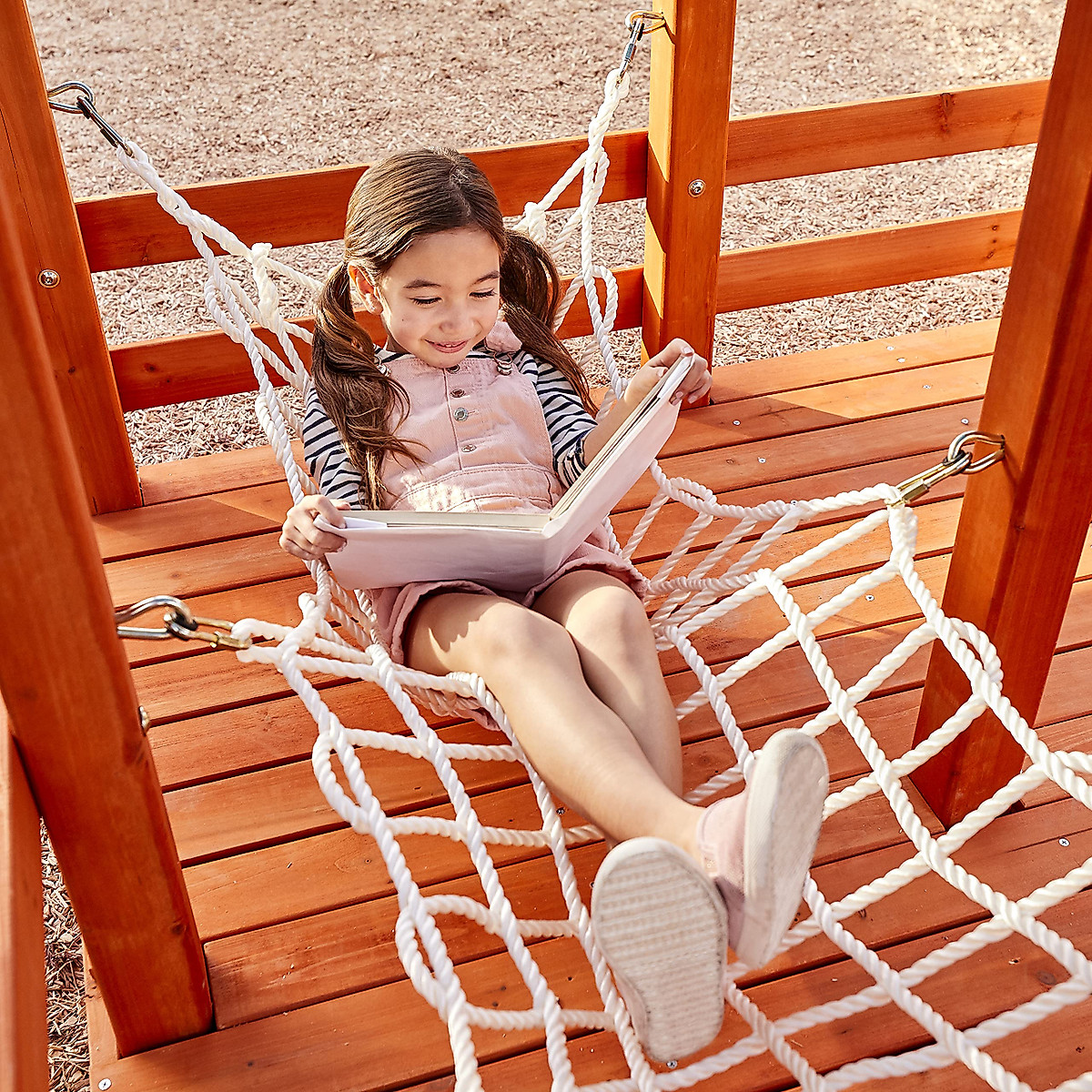 Little Tikes Real Wood Adventures Outdoor Glamping House, Backyard Bungalow Fun, Up to 5 Kids, 2 Bunk Hammocks, Outdoor Lights, Wooden Deck with Playhouse for Kids, Gift for Girls Boys Ages 3 +Years