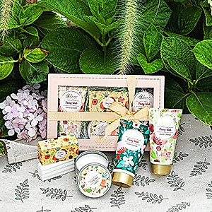 Gift Set - Lotion Sets for Women Gift, Peony Wish Body Cream Gifts Set, Include Hand Cream, Foot Cream, Soap, Scented Candle, Gift Sets for Women