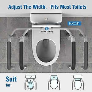 WISDEER Toilet Safety Rails Stand Alone - Adjustable Detachable Toilet Safety Frame with Handles for Elderly and Handicapped - Heavy-Duty Toilet Safety Rails Fit Most Toilets