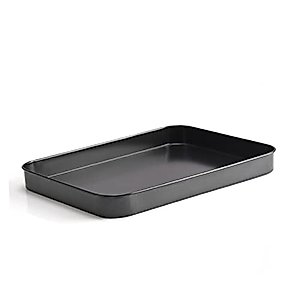 FURLOU Metal Serving Tray Accessory Tray Oven Roasting Pan Cookie Tray Black Cake Plates Cake Baking Tray Baking Pans Big Cake Brownie Baking Tools Bread Pan Black Non Stick Baking Tray Plate