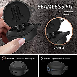 Case for LG Tone Free Case Cover, TOLUOHU Carry/Shockproof/Waterproof Silicone Protect Skin Case Cover for LG Tone Free FN4/FN5W/FN6/FN7 Wireless Earbuds Bluetooth Headphones Accessories with KEYCHAIN