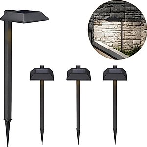 LampLust Black Solar Pathway Lights Outdoor, 4 Pack Stainless Steel Modern Path Lights, Waterproof, LED Metal Solar Garden Light for Yard, Walkway, Driveway & Landscape Lighting