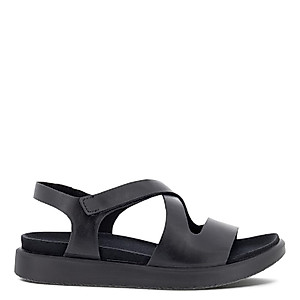 ECCO Women's FLOWT Cross Strap Sandal, Black, 10-10.5