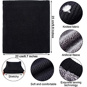 Syhood 4 Pieces Winter Neck Warmer Fleece Tube Scarf Thicken Knitted Windproof Bandana for Men and Women (Wine Red, Black, Navy Blue, Light Gray)