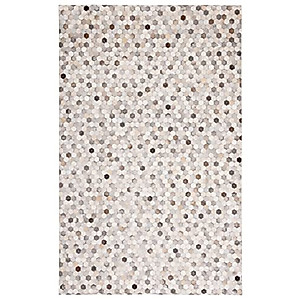 SAFAVIEH Studio Leather Collection 6' x 9' Ivory/Grey STL217A Handmade Mid-Century Modern Living Room Dining Bedroom Area Rug