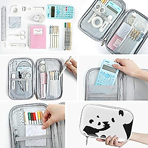 ZZKKO Panda Bear Mom Baby Pencil Bag Case Zipper Pencil Holder Organizer Stationary Pen Bag Cosmetic Makeup Bag Pouch Purse for School Office Supplies